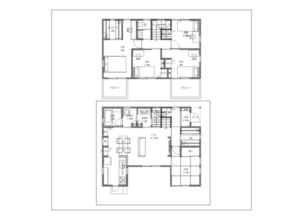 【間取り例】2階建て 5LDK 32.25坪 (2e0293) - 間取り図コム