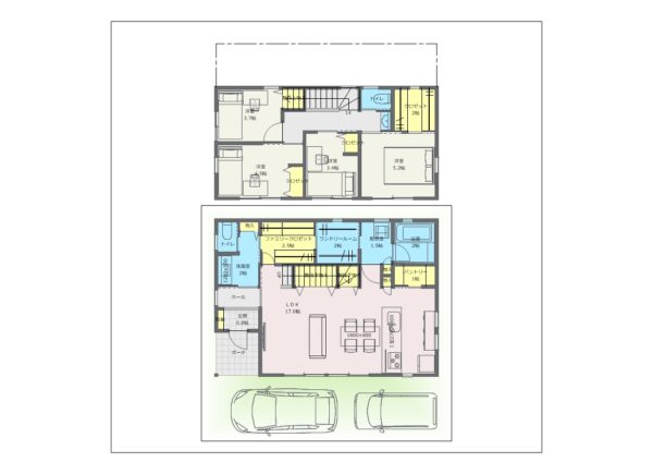 【間取り例】2階建て 4LDK 29.00坪 (2s0351) - 間取り図コム