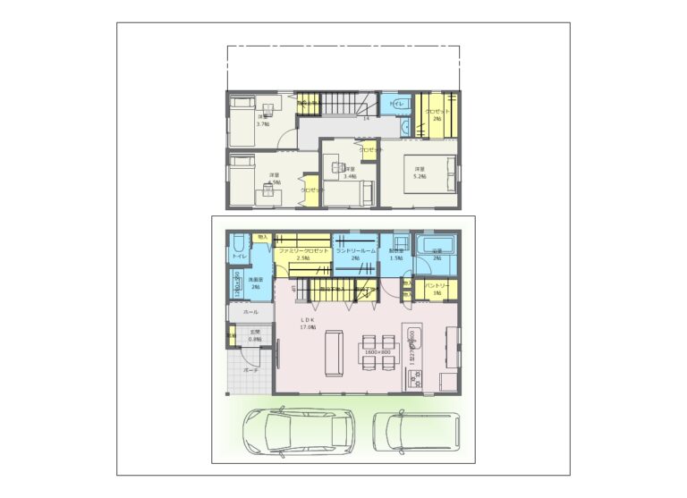【間取り例】2階建て 4LDK 29.00坪 (2s0351) - 間取り図コム