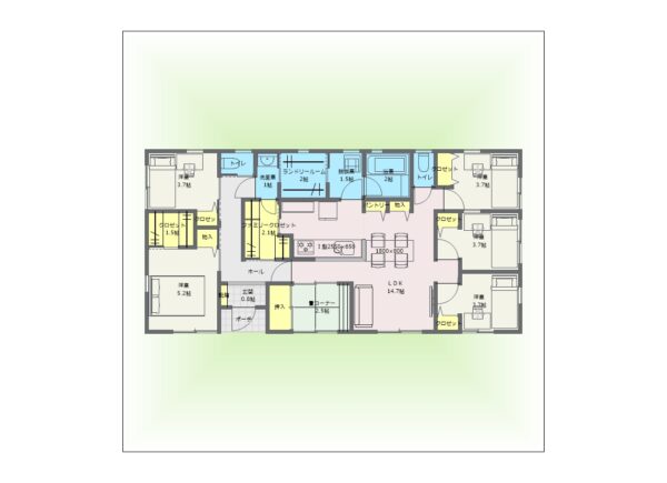 【間取り例】平屋建て 5LDK 28.5625坪 (1s0559) - 間取り図コム
