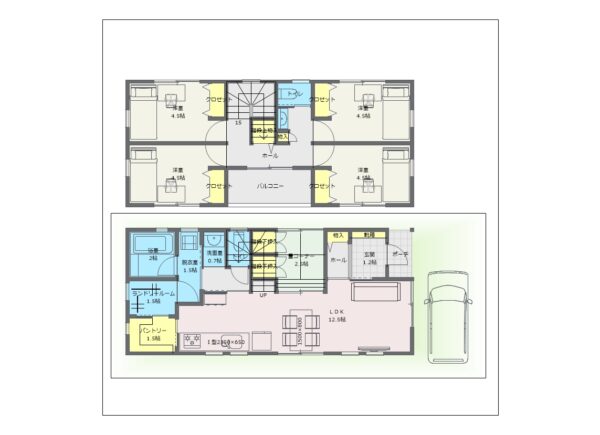 【間取り例】2階建て 4LDK 26.9375坪 (2e0355) - 間取り図コム