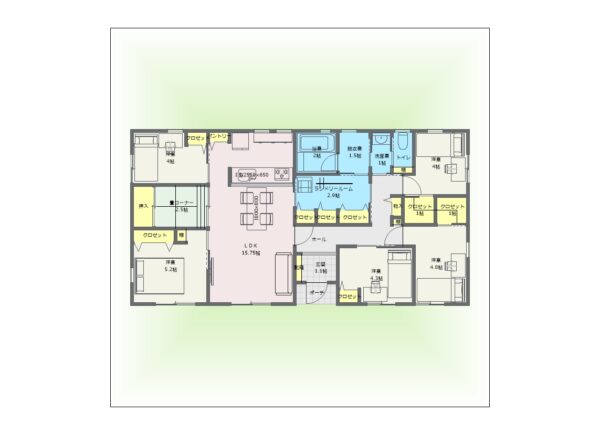 【間取り例】平屋建て 5LDK 30.50坪 (1s0569) - 間取り図コム