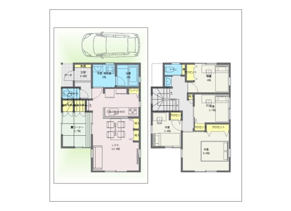 【間取り例】2階建て 4LDK 25.75坪 (2w0361) - 間取り図コム