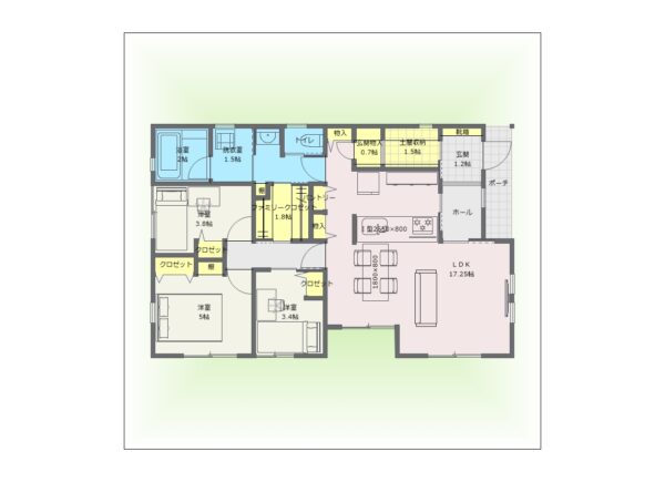 【間取り例】平屋建て 3LDK 23.375坪 (1e0679) - 間取り図コム