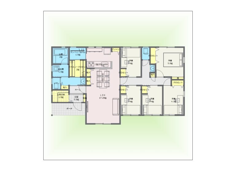 【間取り例】平屋建て 5LDK 30.50坪 (1s0883) - 間取り図コム