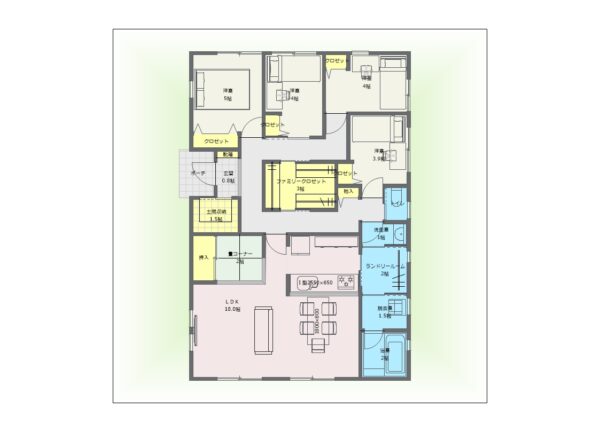 【間取り例】平屋建て 4LDK 29.875坪 (1w0969-2) - 間取り図コム